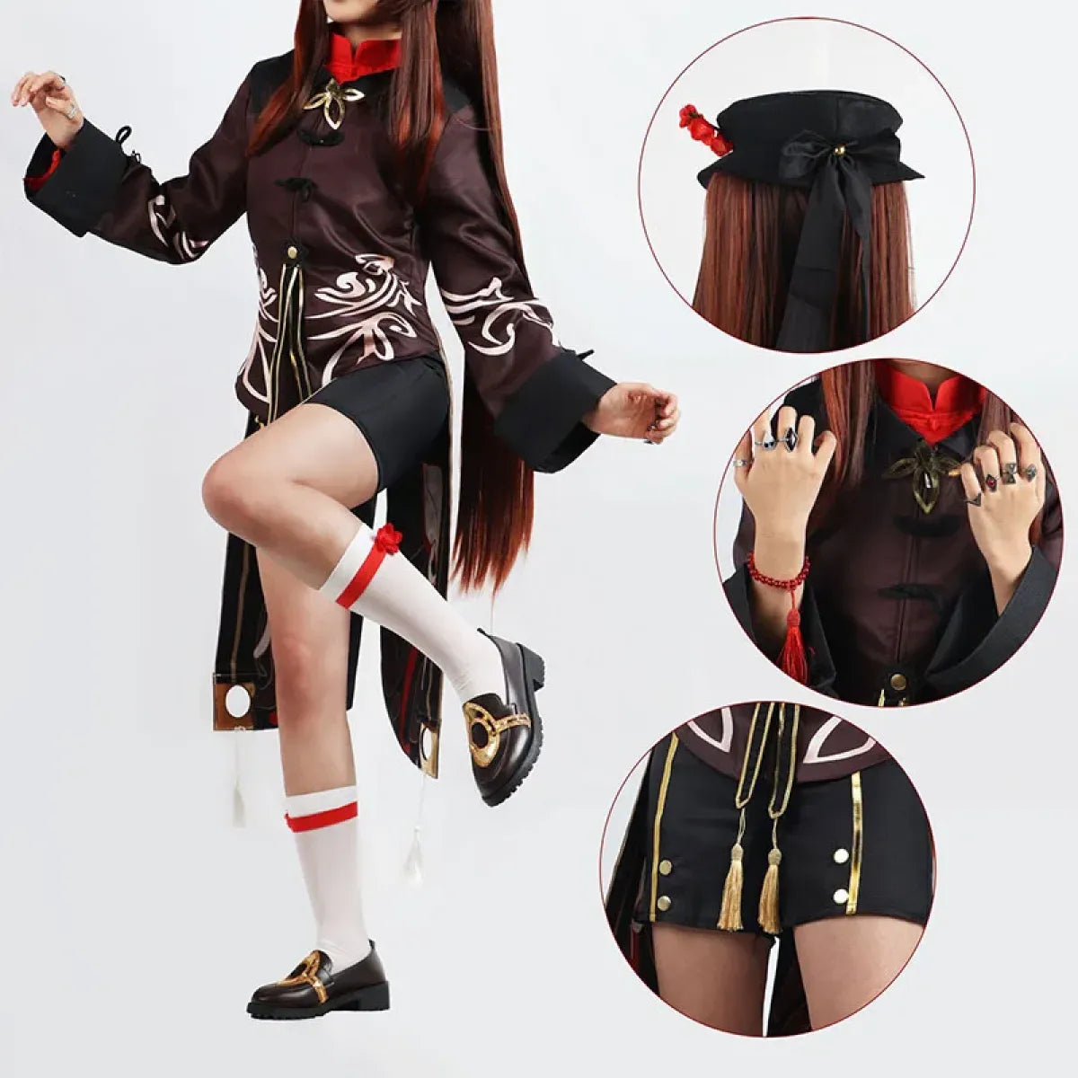 Hu Tao Full Cosplay Set with Wig and Shoes for Genshin – Kawaii Stop