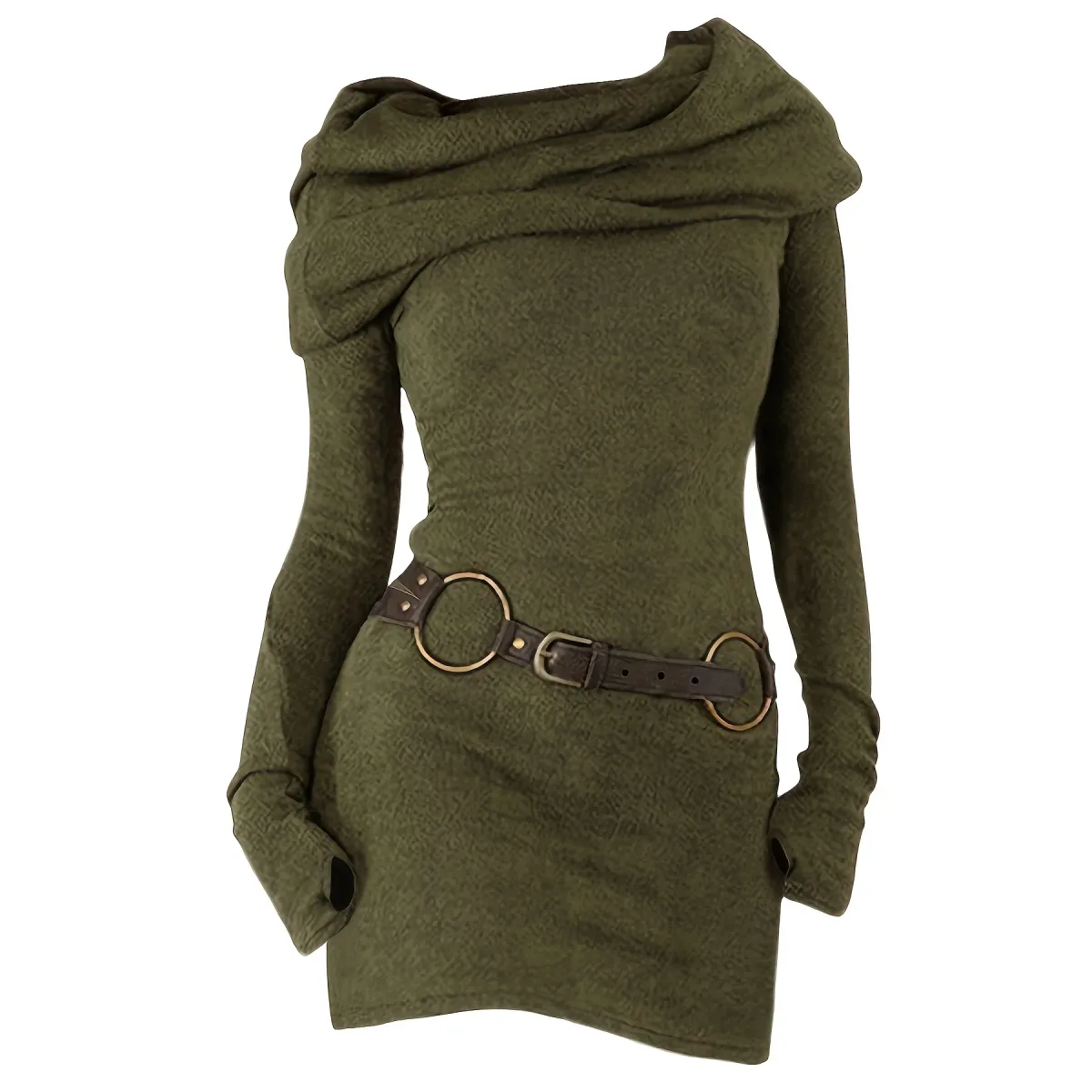 draped collar knit dress belted sheath – Kawaii Stop
