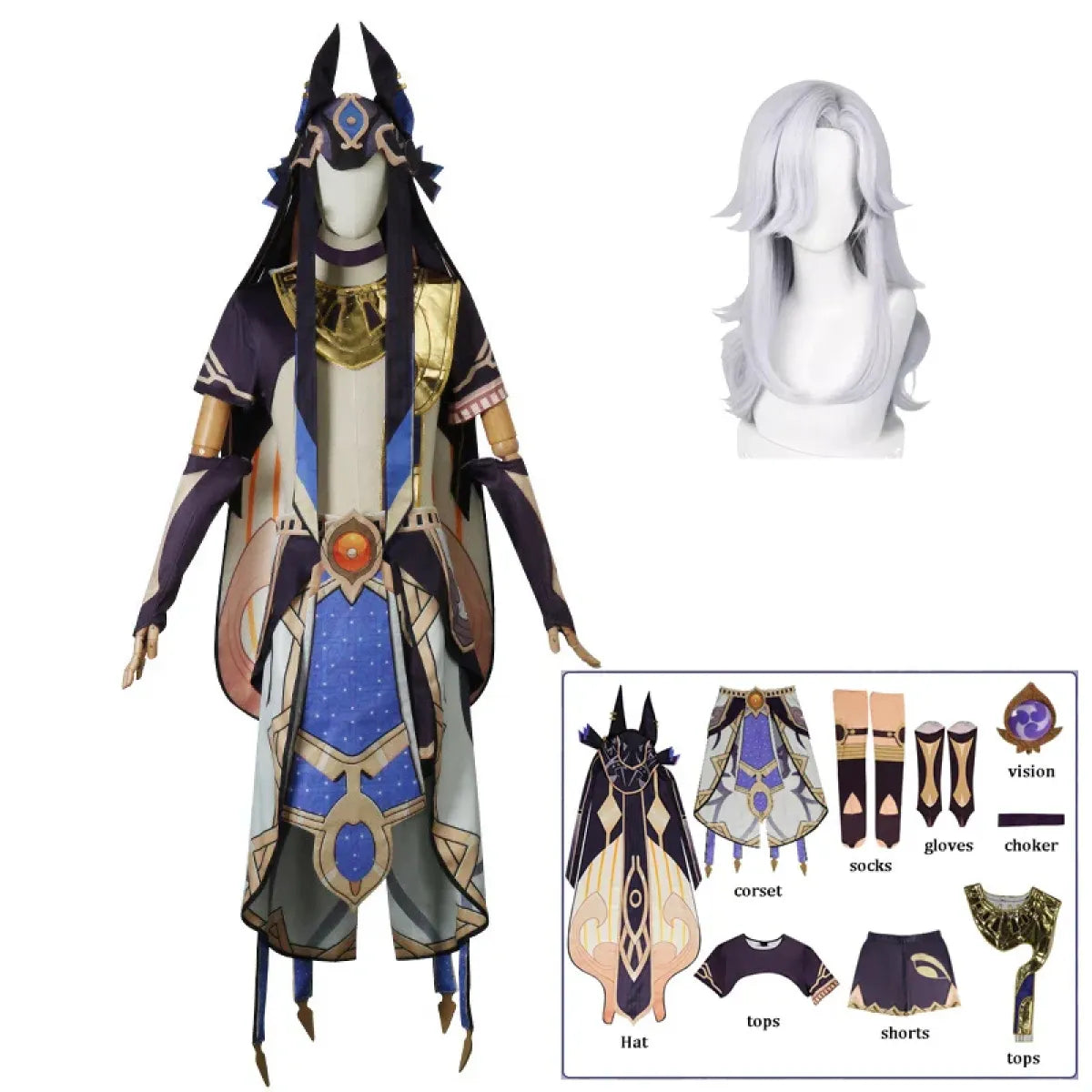 Cyno Genshin Impact Cosplay Costume Set with Wig for – Kawaii Stop
