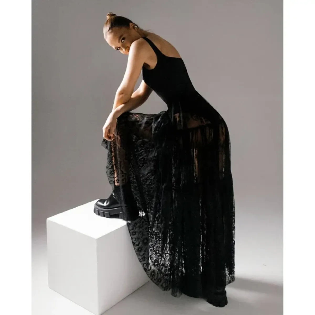 Gothic Lace Maxi Skirt for Dark Romantic Style – Kawaii Stop