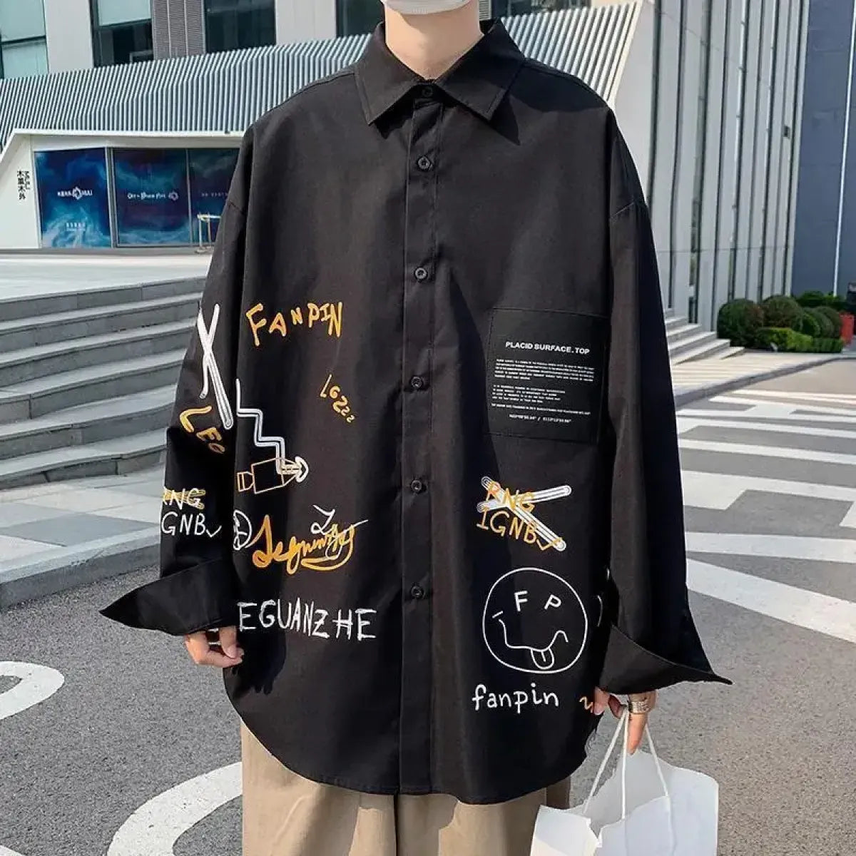 Harajuku Graphic Button Up Shirt for Casual Street – Kawaii Stop
