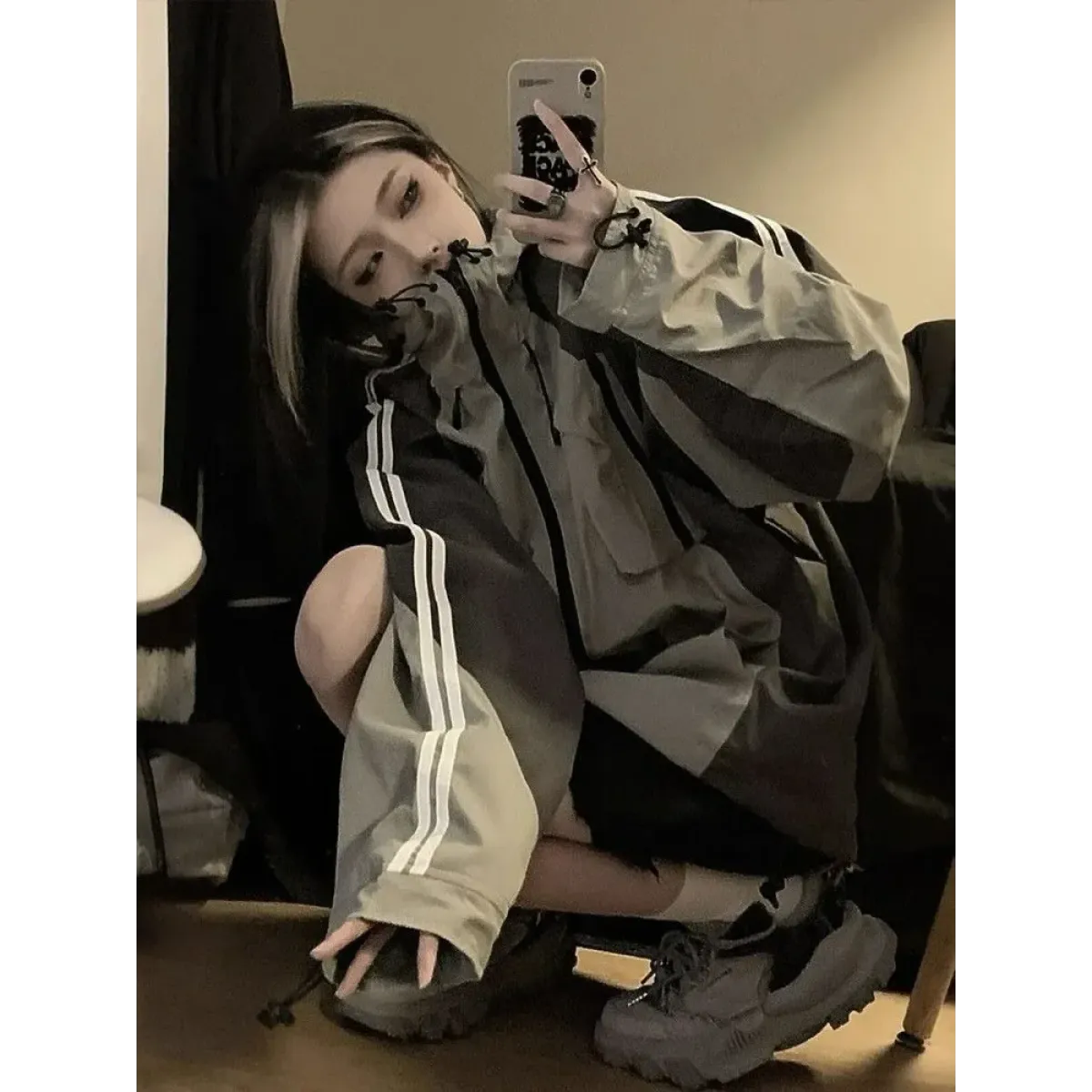 Harajuku Oversized Techwear Windbreaker Jacket – Kawaii Stop
