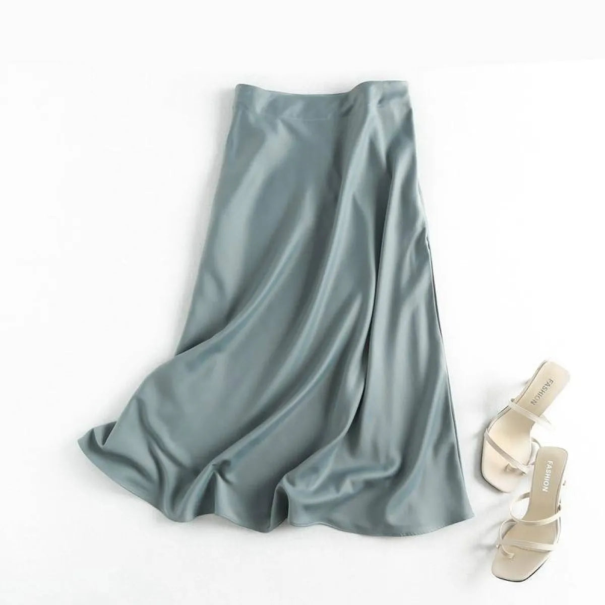 Snag the High-rise A-line Satin Skirt at Kawaii Stop