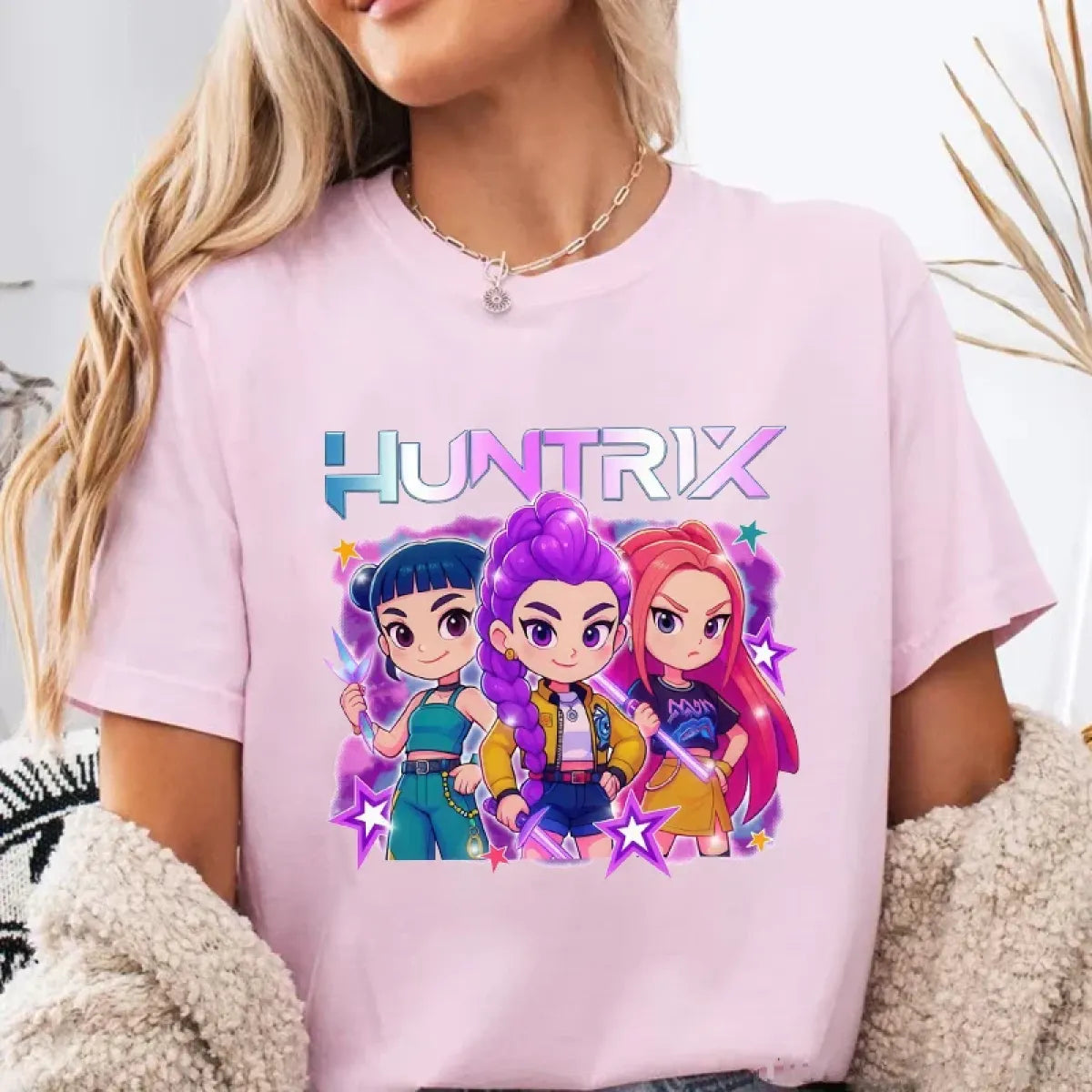 Huntrix Anime Girl Graphic Relaxed Fit Tee – Kawaii Stop