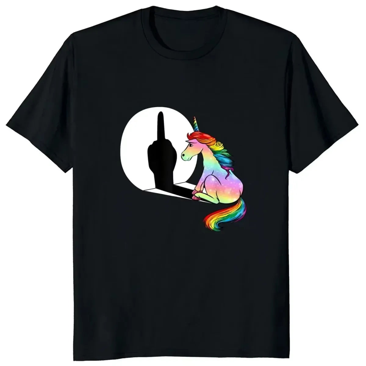 Rainbow Unicorn Shadow Middle Finger Tee relaxed fit – Kawaii Stop