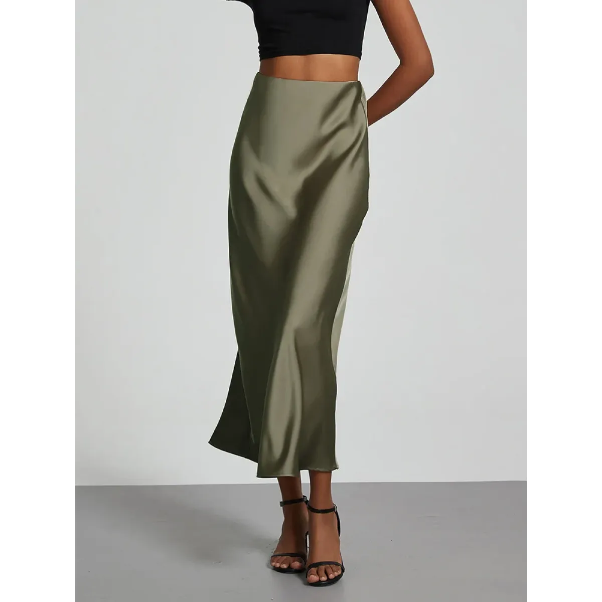 Harajuku Satin Mermaid Midi Skirt for Elegant – Kawaii Stop
