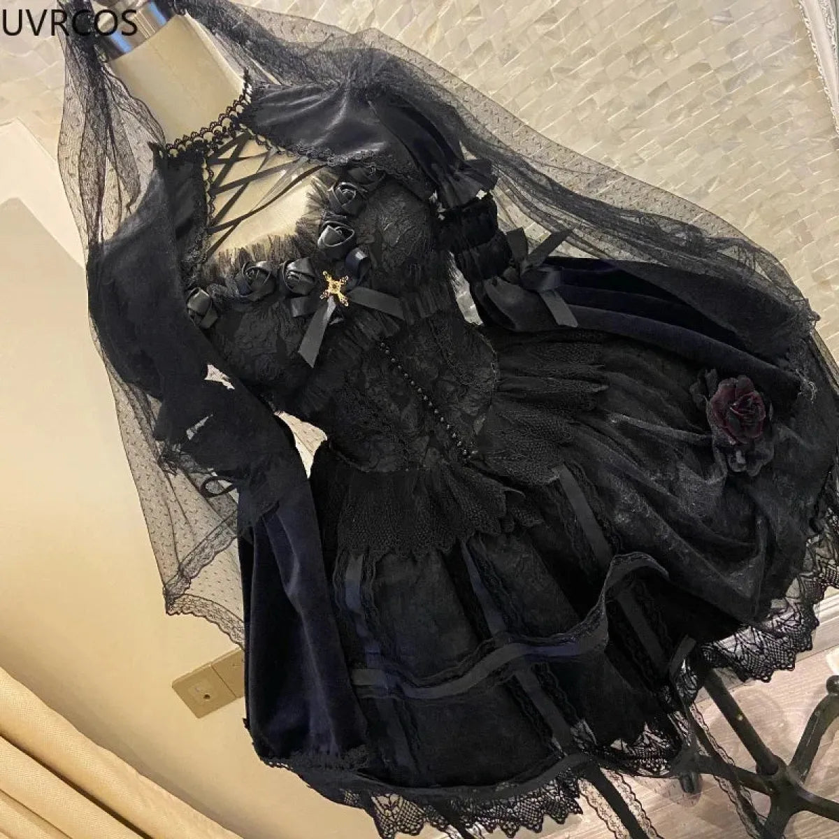Victorian Gothic Lolita Dress with Lace & Roses Fun – Kawaii Stop